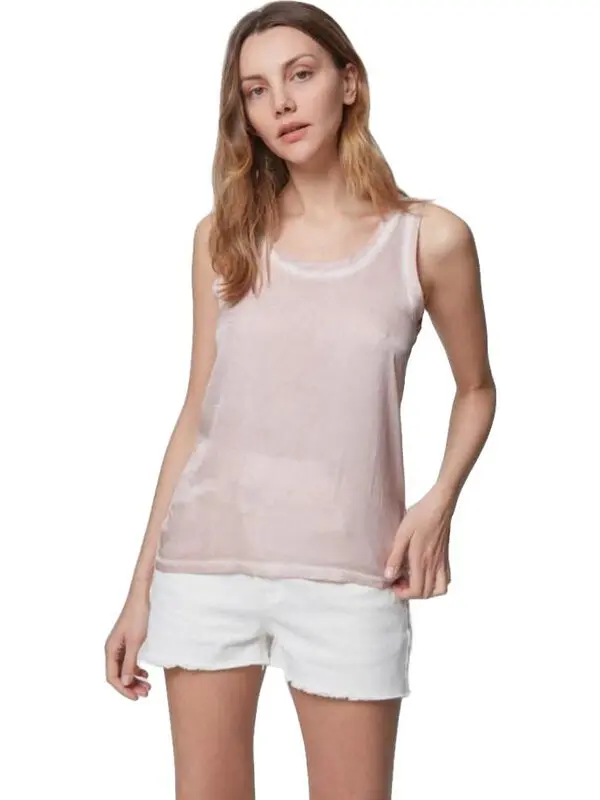 Majestic Filatures Linen Silk Hand Dye Scoopneck Tank - Rose The