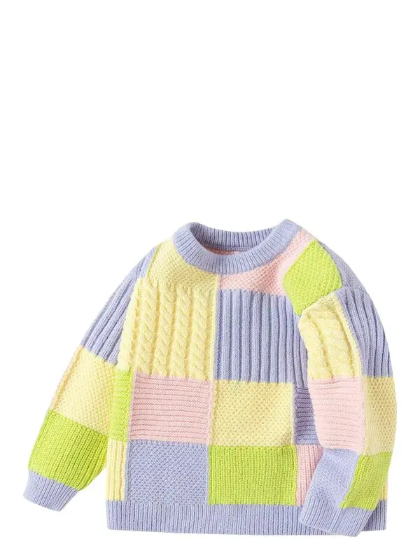 BALABALA Patchwork Pastel Sweater - Purple