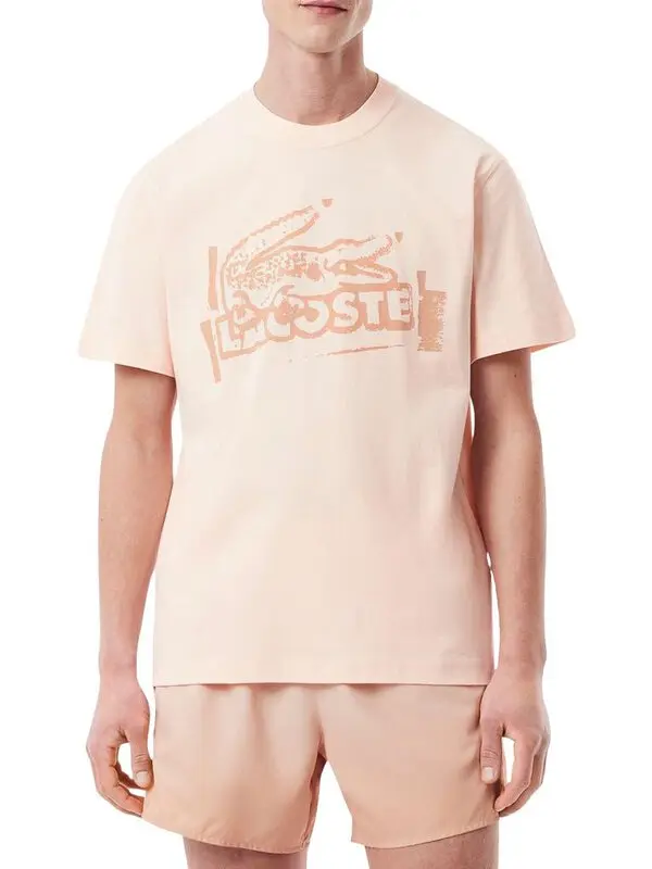 Lacoste Stencil Classic Fit Graphic T-shirt - Angora/ Latte