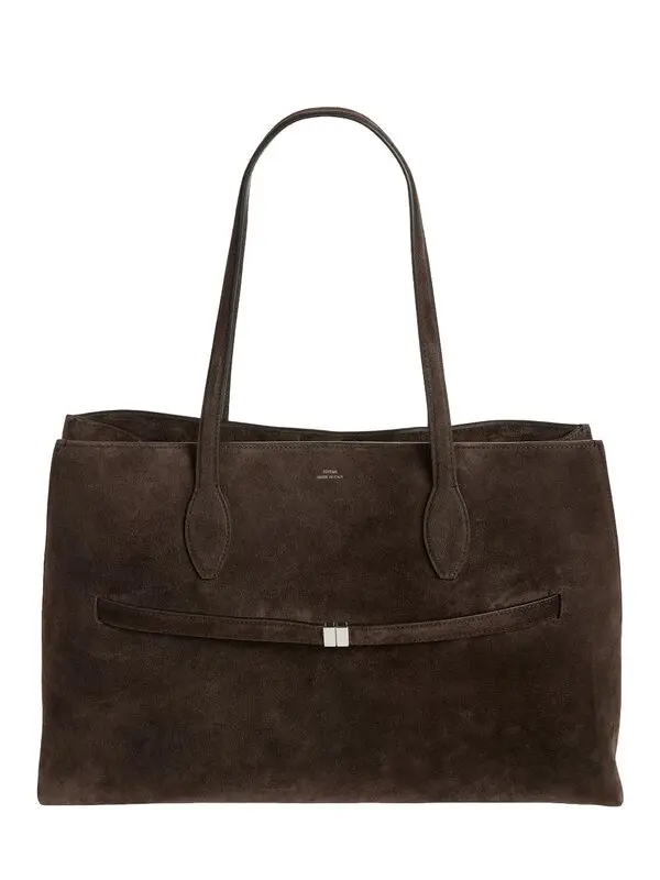 TOTEME Belted Suede Tote - Brown