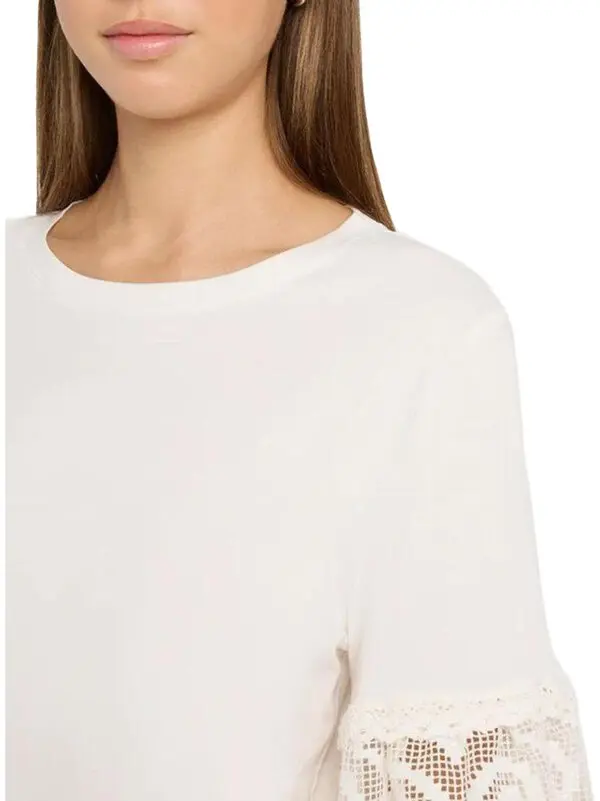 Kobi Halperin Floral Lace-cuff Cotton T-shirt - Ivory