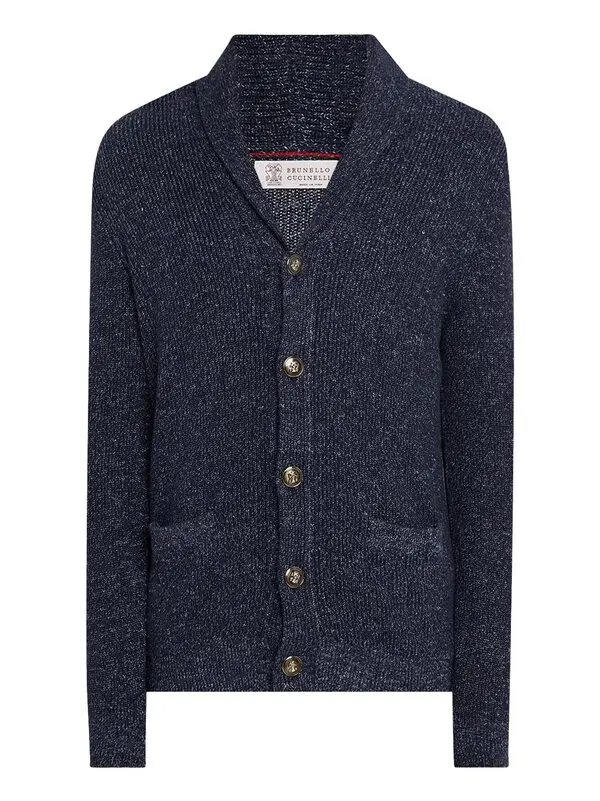 Brunello Cucinelli Marled Shawl Cardigan - Navy
