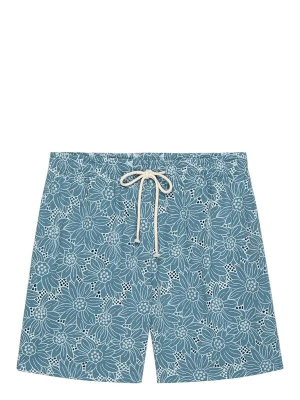 Rails Logan Floral Embroidered Pull-on Shorts - Multi Blue Sunflower