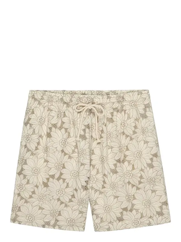 Rails Floral Embroidered Pull-on Shorts - Khaki Whit Sunflower
