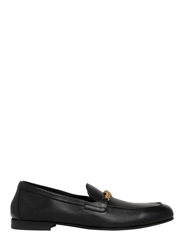 Versace Leather Medusa-chain Loafers - Black