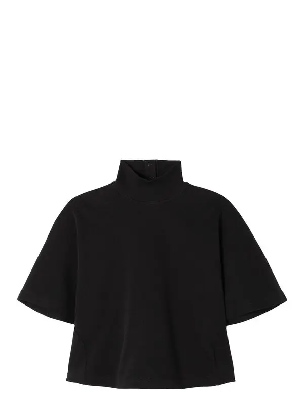 Alaïa Cropped Cotton-jersey Turtleneck T-shirt - Black