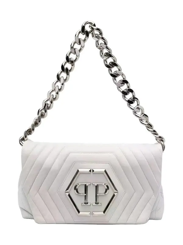Philipp Plein Hexagon Logo-plaque Quilted Shoulder Bag - White