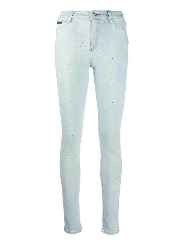 Philipp Plein High-waisted Crystal Jeggings - Blue