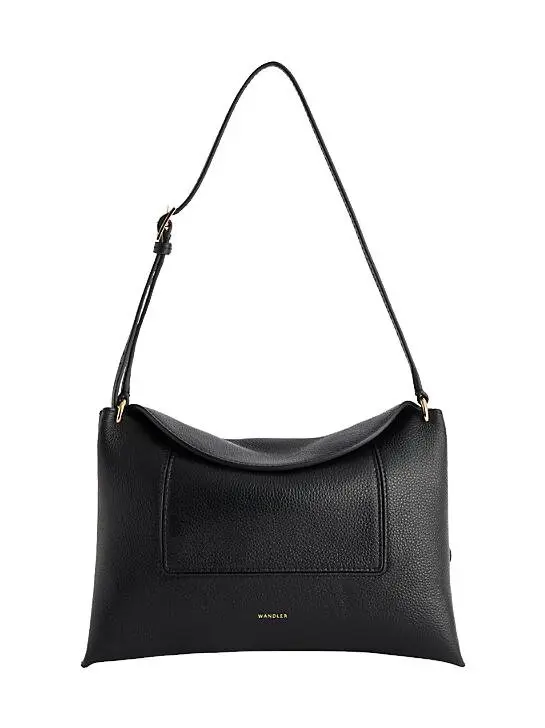 WANDLER Penelope Slouch Leather Shoulder Bag - Black Crust
