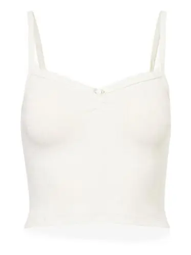 Lounge Pointelle Cropped Stretch-cotton Cami - White