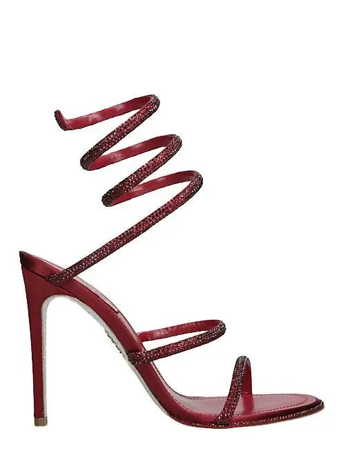 Rene Caovilla Cleo 105 Leather Heeled Sandals - Wine