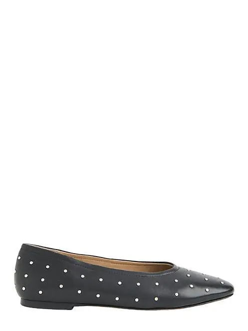 Whistles Karina Studded Leather Ballet Pumps - Black