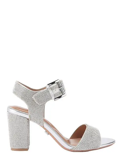 Carvela Sadie Jewel Rhinestone-embellished Block-heel Sandals - Silver