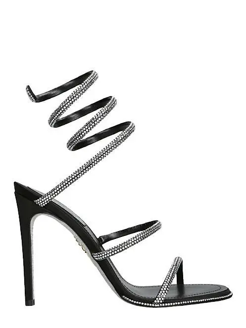 Rene Caovilla Cleo 105 Crystal-embellished Heeled Sandals - Blk/other