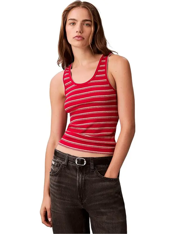Calvin Klein Cotton Contour Rib Tank - Berry Sangria