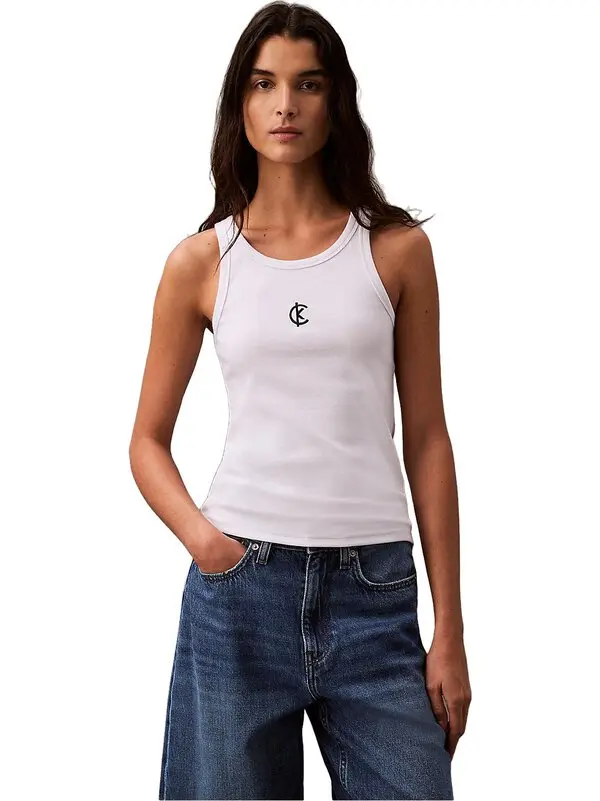 Calvin Klein Cotton Contour Rib Tank - Brilliant White