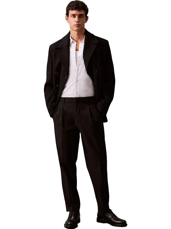 Calvin Klein Soft Pleat Slim Fit Trousers - Black Beauty