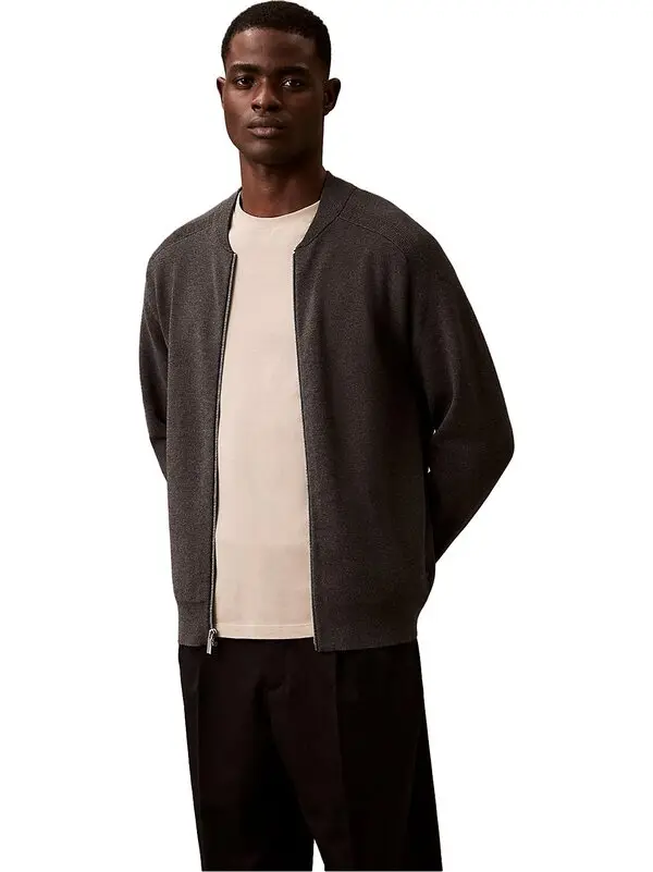 Calvin Klein Tech Knit Bomber Jacket - Gunmetal Heather