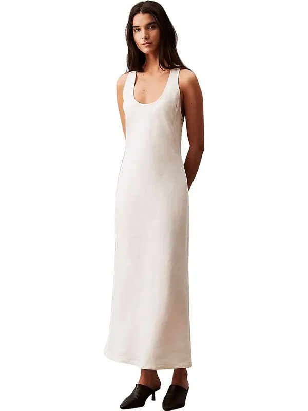 Calvin Klein Linen Blend Midi Dress - Antique White