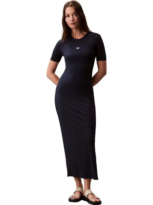 Calvin Klein Modal Stretch Rib Midi Dress - Dark Sapphire