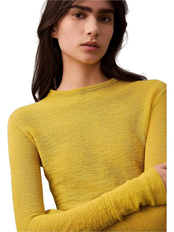Calvin Klein Textured Slim Mock-neck T-shirt - Warm Olive