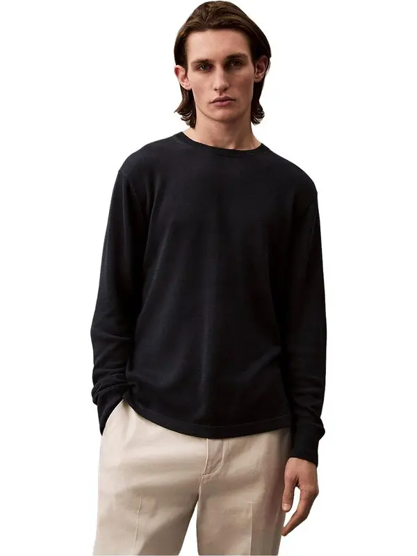 Calvin Klein Linen Blend Relaxed Fit Sweater - Carbon