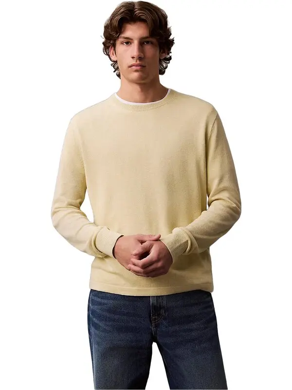 Calvin Klein Linen Blend Relaxed Fit Sweater - Hay