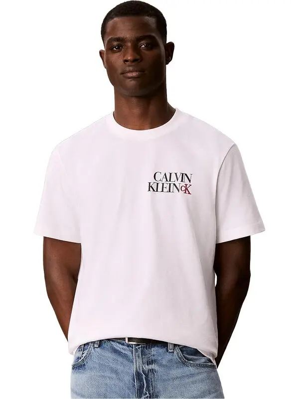 Calvin Klein Stacked Logo Easy Tee - Bright White
