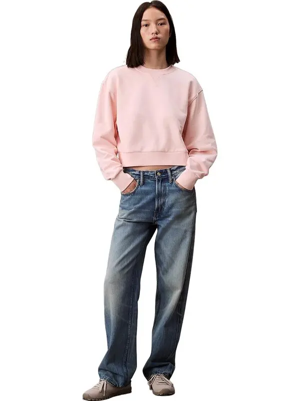 Calvin Klein French Terry Cropped Relaxed Sweatshirt - Cloud Pink