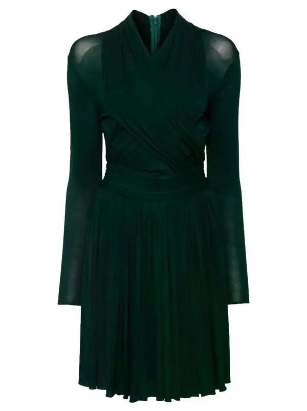 HERVE L. LEROUX X Front Overlap Swing Dress - Green