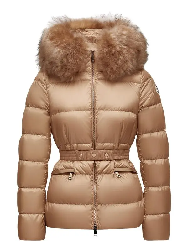 Moncler Boed Hooded Shearling-trimmed Down Jacket - Beige