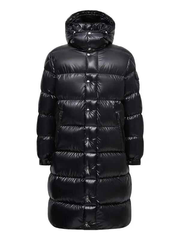 Moncler Hanoverian Hooded Square-quilted Long Down Jacket - Black