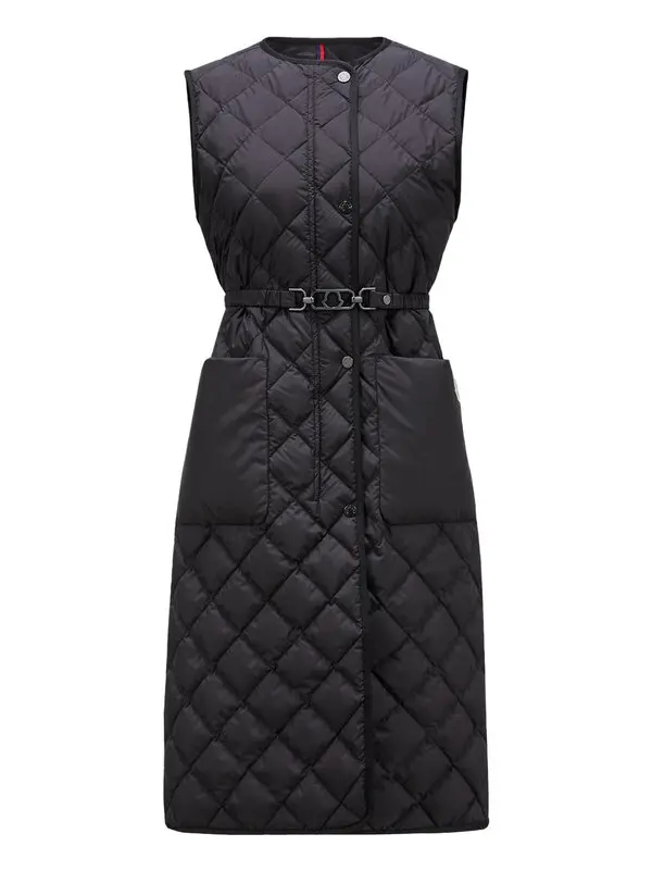 Moncler Butor Diamond-quilted Long Vest - Black