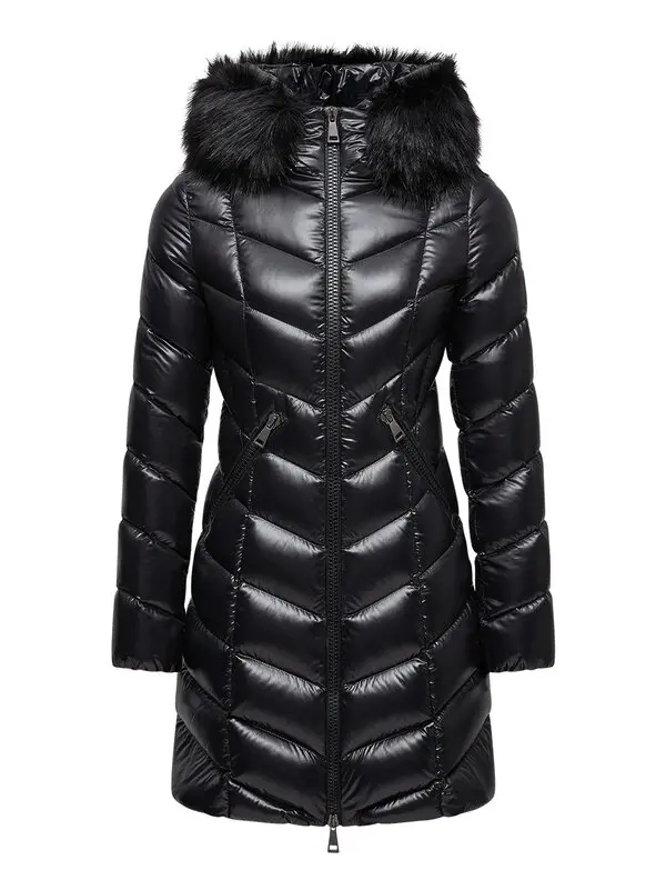 Moncler Fulmarus Faux Fur-trimmed Hooded Long Down Jacket - Black