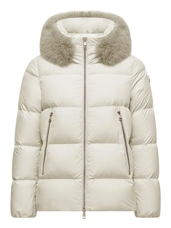 Moncler Laichefur Hooded Down Jacket - White