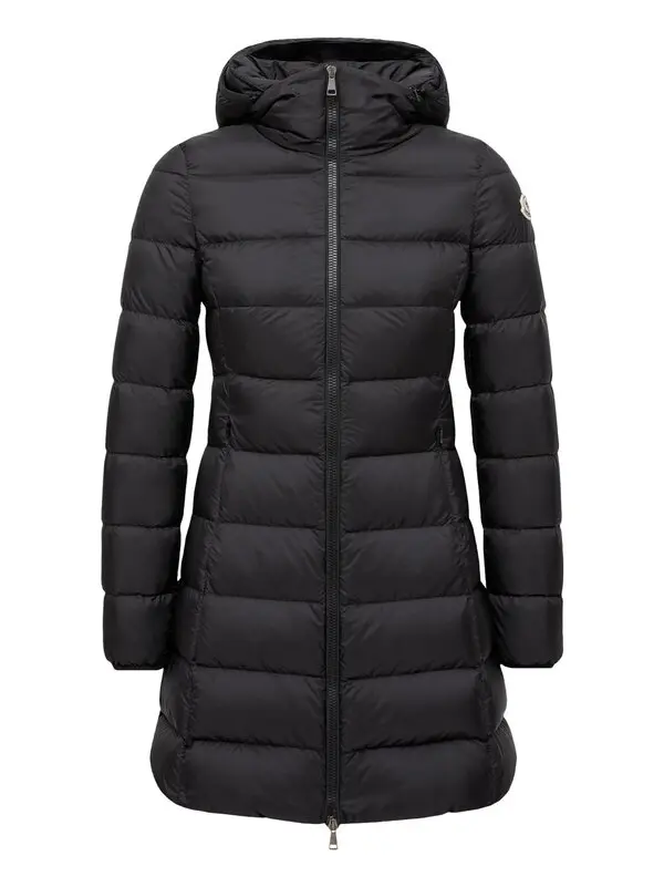 Moncler Gie Hooded Long Down Jacket - Black