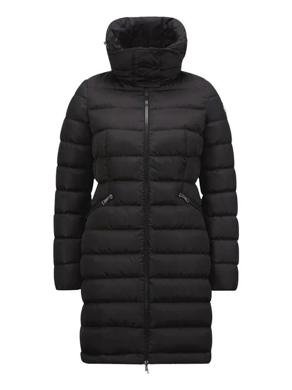 Moncler Flammette Hooded Long Down Jacket - Black