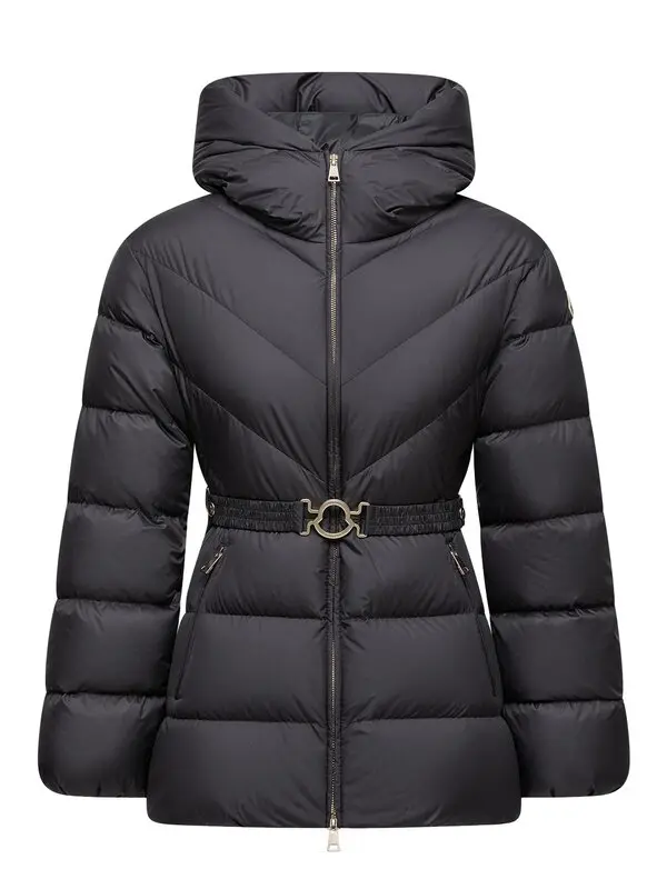 Moncler Brosse Diagonal-quilted Hooded Short Down Jacket - Black