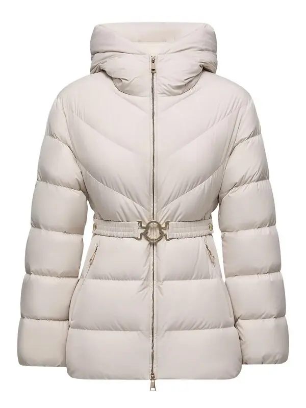 Moncler Brosse Diagonal-quilted Hooded Short Down Jacket - White