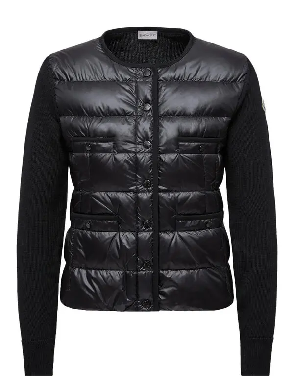 Moncler Padded Wool Cardigan - Black