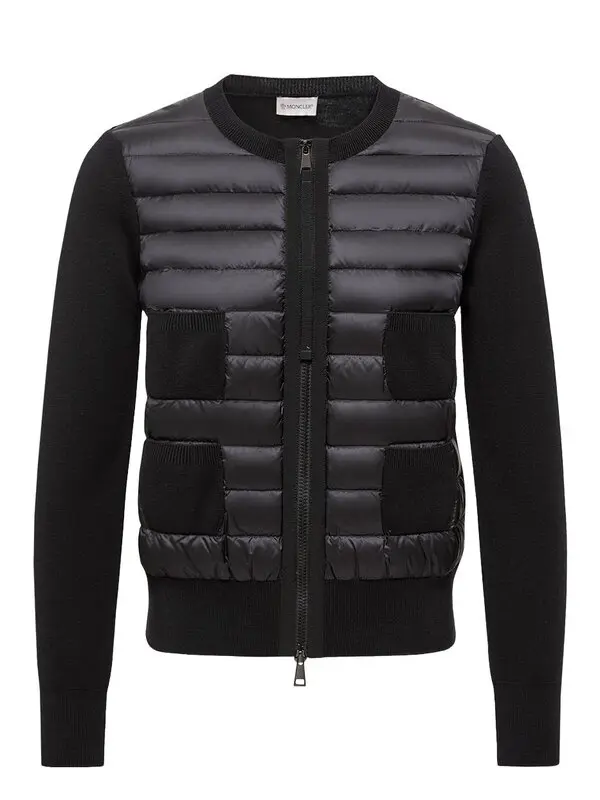 Moncler Padded Wool Zip-up Cardigan - Black