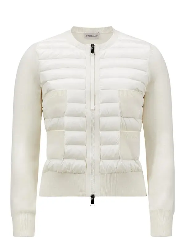 Moncler Padded Wool Zip-up Cardigan - White