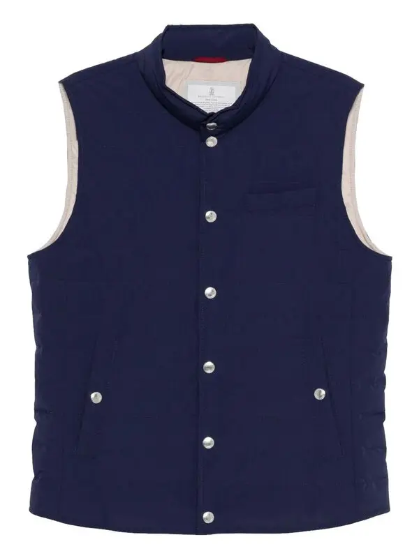 Brunello Cucinelli Nylon Down Vest - Blue