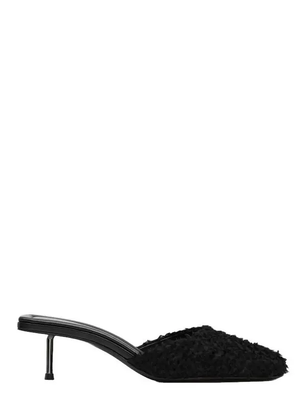 ST AGNI Feathered Square Toe Heel - Black