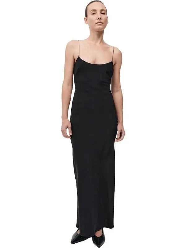 ST. AGNI Fine Chain Silk Slip Dress - Black