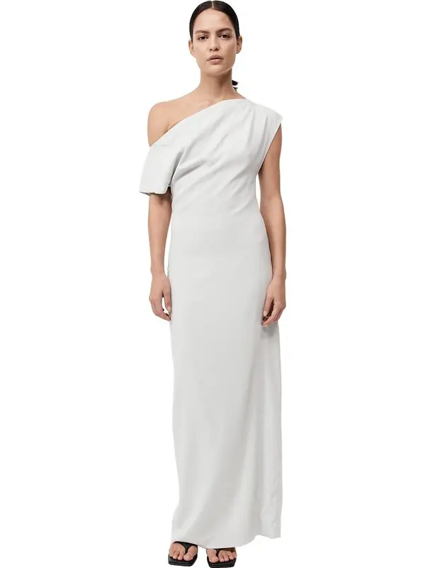 ST. AGNI Asymmetric Off Shoulder Maxi Dress - Silver
