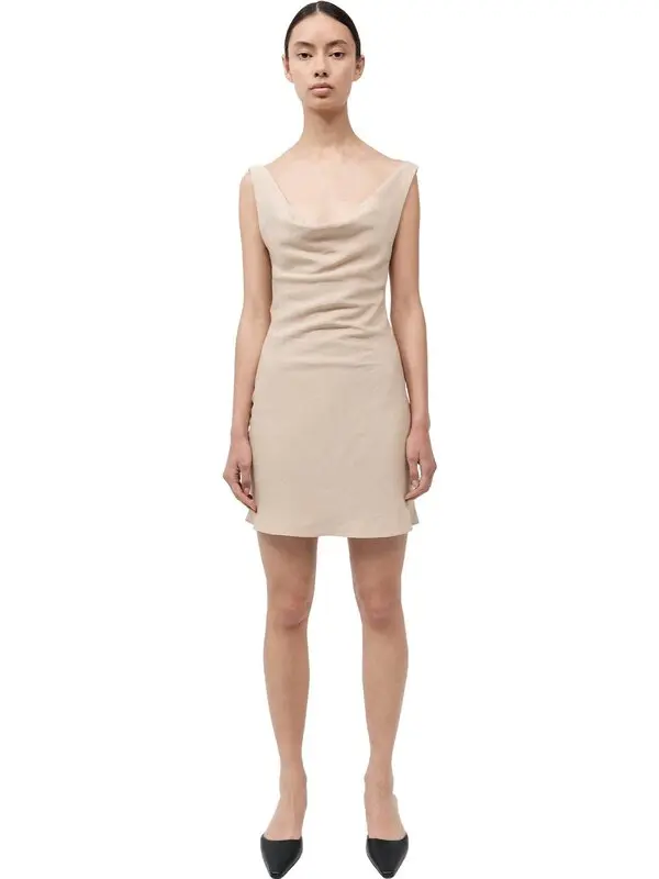 ST. AGNI Double Drape Mini Dress - Dune