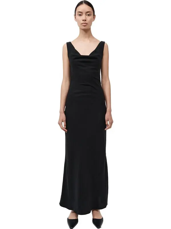 ST. AGNI Double Drape Maxi Dress - Black