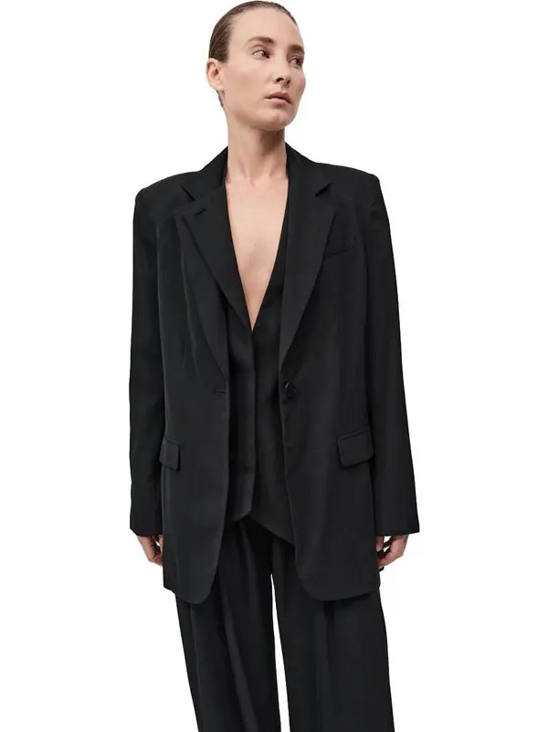 ST AGNI Wool Double Layer Blazer - Black