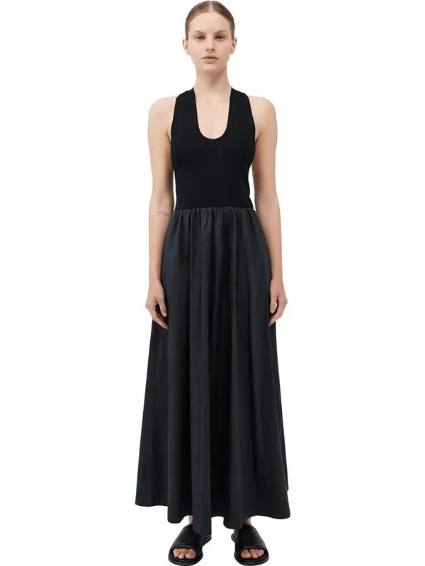 ST AGNI Plunge Neck Maxi Dress - Black